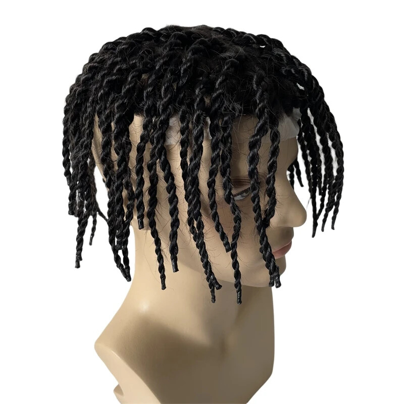 Twist Braids Human Hair Replacement System Knotted Skin Toupee for ...