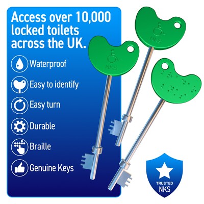 NKS RADAR KEY Disabled Toilet Bathroom Door Access Braille Easy Turn ...