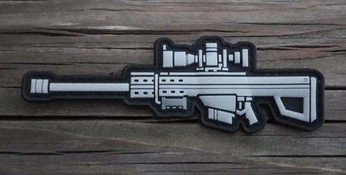 Sniper Rifle 50 Cal PVC Rubber Morale Patch Hook and Loop Tactical 2A ...