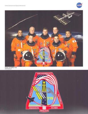STS-119 NASA SPACE SHUTTLE DISCOVERY CREW 8 x10" PHOTO/DECAL MINT ...