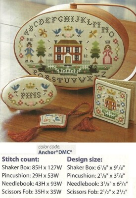 SHAKERS SEWING SET CROSS STITCH PATTERN ONLY YD WER | eBay