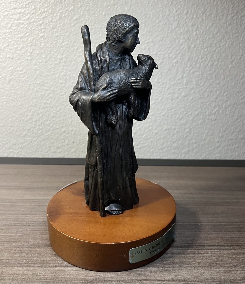Safe In The Shepherd's Arms Statue Proverb 27:23 Bronze Metal Heavy ...