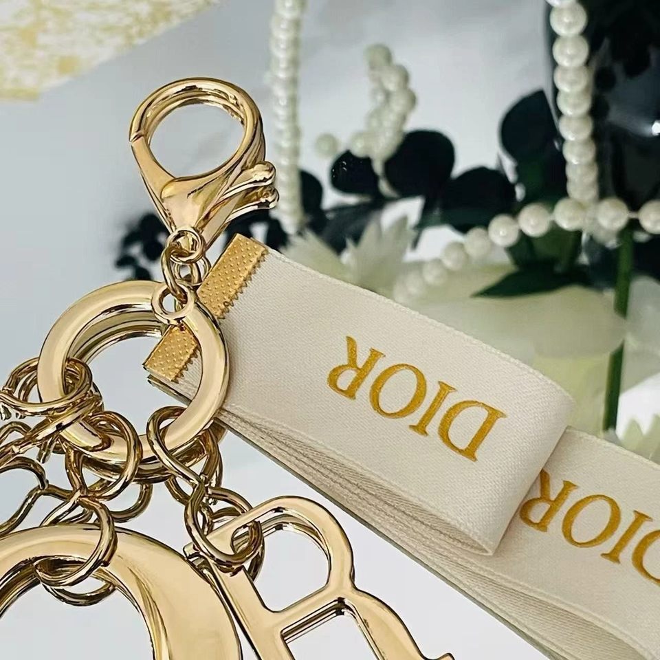 Dior Charm Gold Lucky Logo design Keychain Gift NEW Key chain With Box ...
