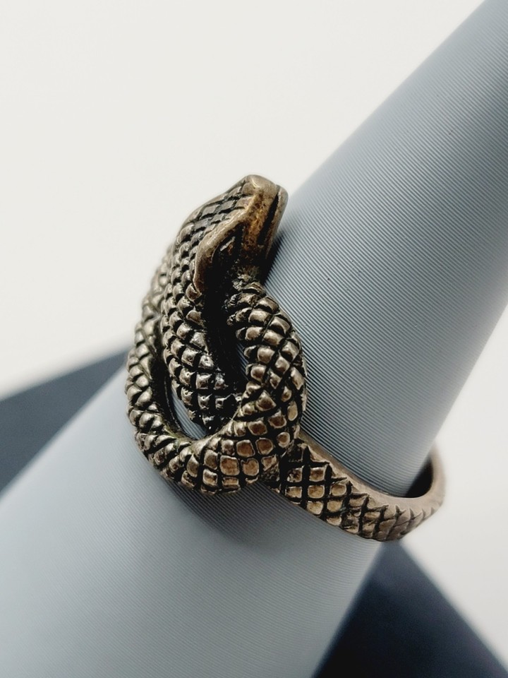 Sterling Silver 925 Textured Snake Serpent Figural Ring Size 8 | eBay