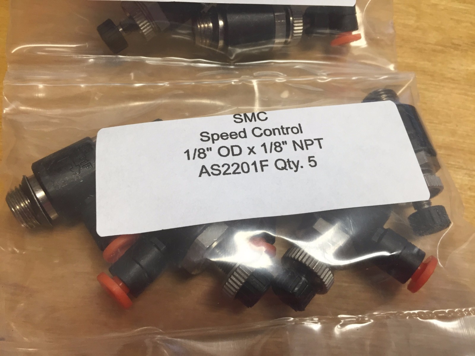 QTY 5 SMC AS2201F one touch Speed Controller 1/8" OD X 1/8" NPT push to ...