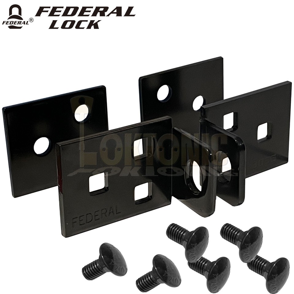Federal FD6336 Solid Steel Bracket Hasp + Puck Lock Padlock Shed Van ...
