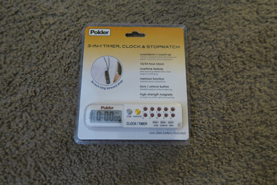 Polder 3-IN-1 Timer Clock & Stopwatch 898-90 Multi Function Tool Brand ...