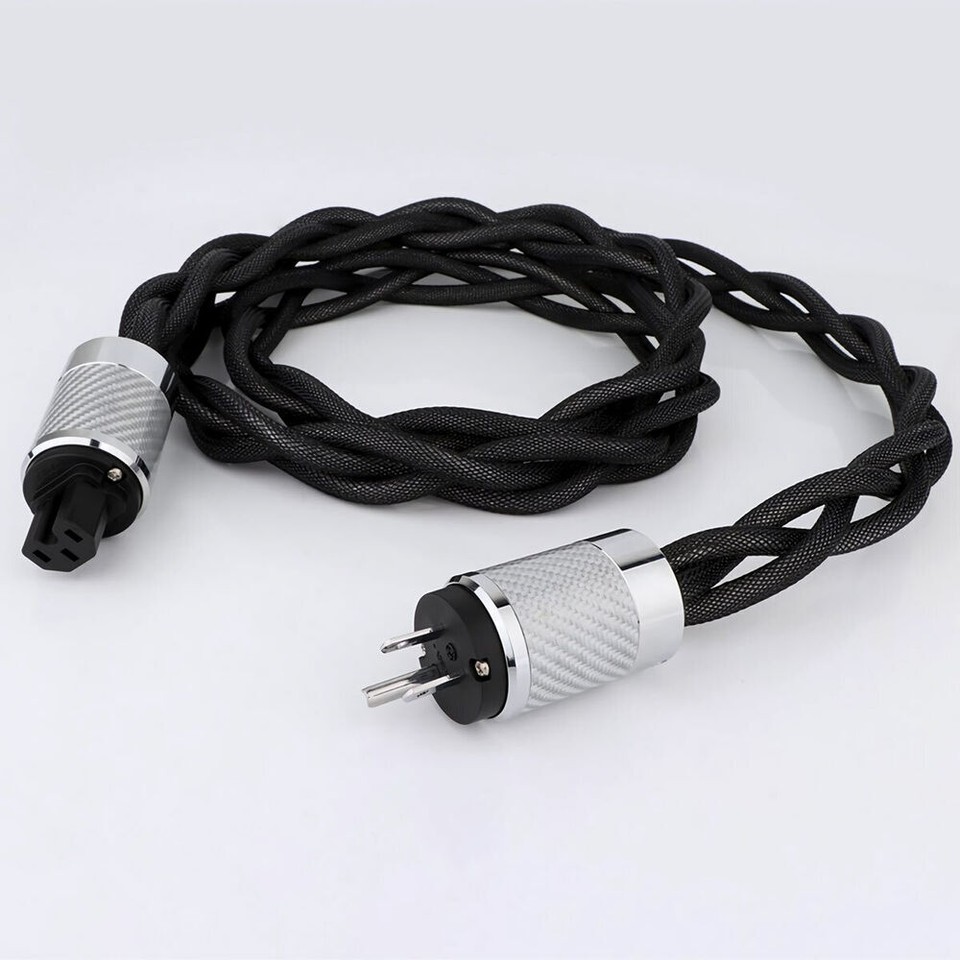 8N OCC HiFi Power Cable Silver Plated US AC Audio Main Power Supply ...