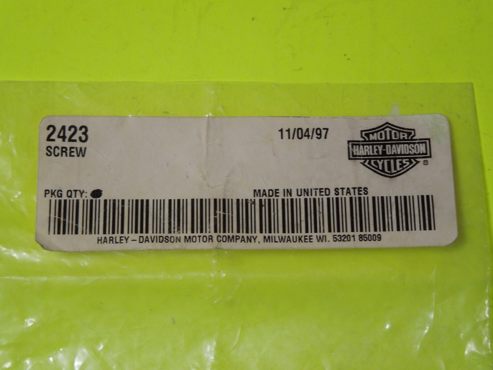 1 NOS OEM Harley Davidson 1/4"-20 x 3/8" Pozidriv Pan Head Screw P/N ...