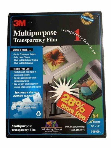 Transparency Film 3M Clear 8.5x11 In 47 Count Inkjet Laser Copier ...