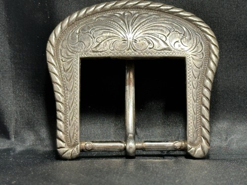 Vintage Silver Cowboy Western Americana Southwest Engraved Belt Buckle ...