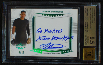 ⚾ JASSON DOMINGUEZ 2019 Leaf Trinity GO YANKEES Inscription AUTO RC /15 ...