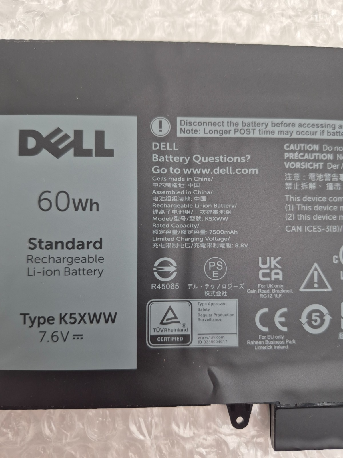 Original OEM 60Wh K5XWW Battery For Dell Latitude E5289/7390/7389 2-in ...