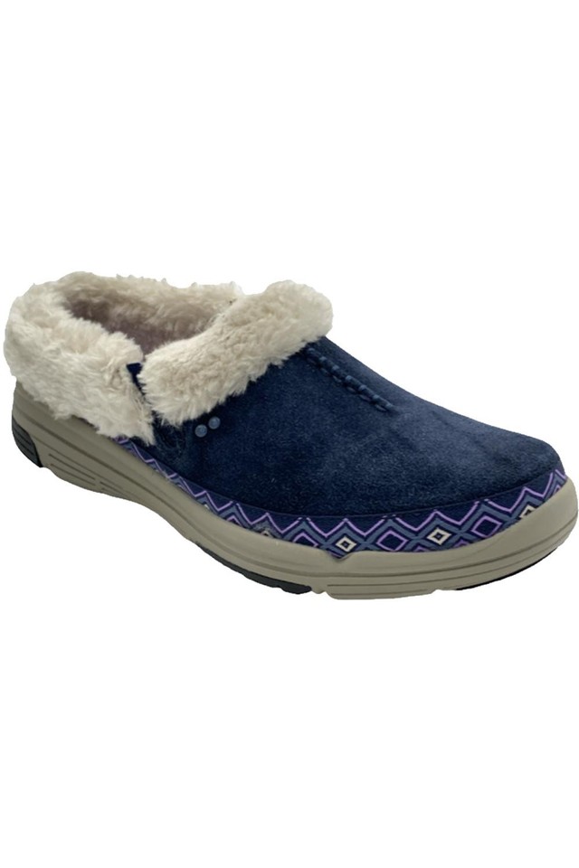 Ryka Suede and Faux Fur Slip-On Clogs Adventure Navy | eBay