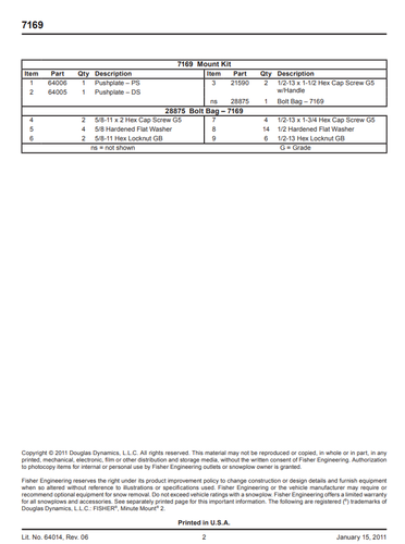 Fisher Plow Push Plates Mount for GMC or Chevy 7169 2500hd 99-10 for ...