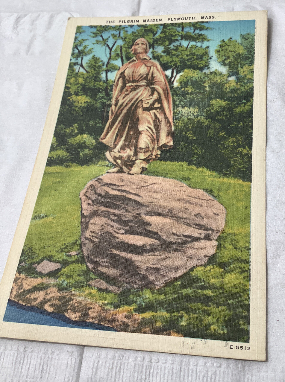 2 Monument Plymouth Massachusetts Mass MA Postcard Pilgrim Maiden ...