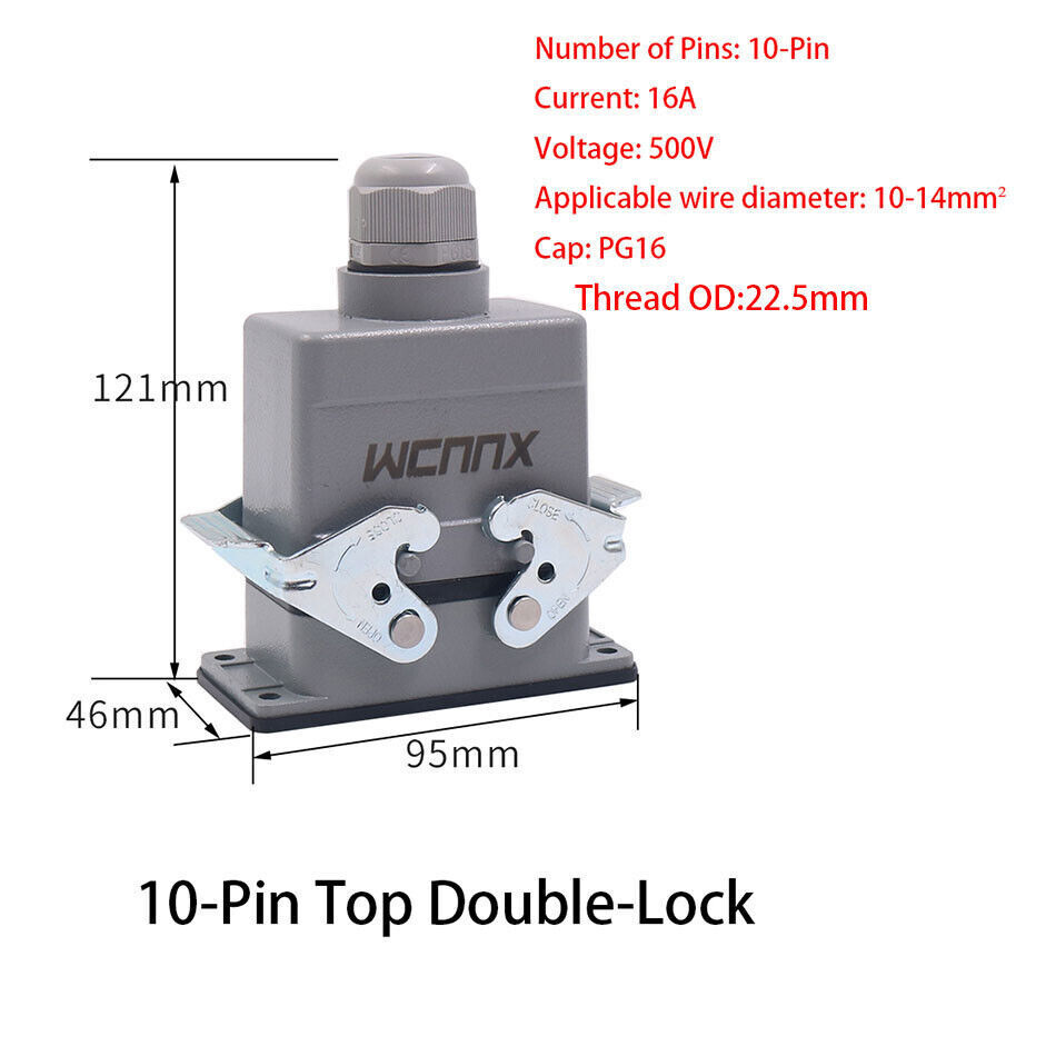 HDC 16A Heavy Duty Connector Industrial Waterproof Aviation Plug Socket ...