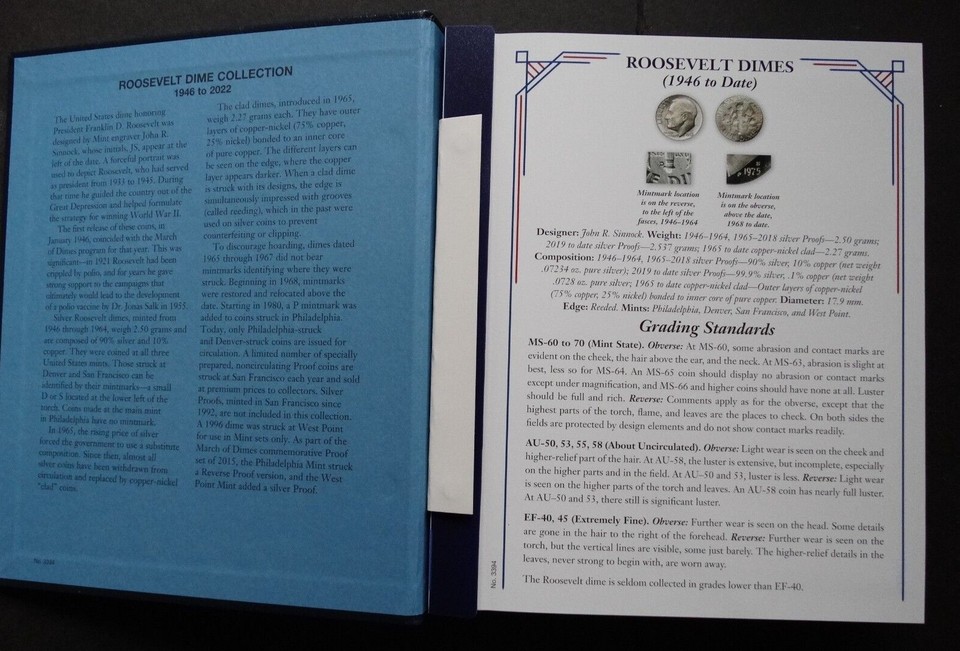 Whitman Roosevelt Dimes Dime Coin Album Book Number 3 1946-2022 #3394 ...