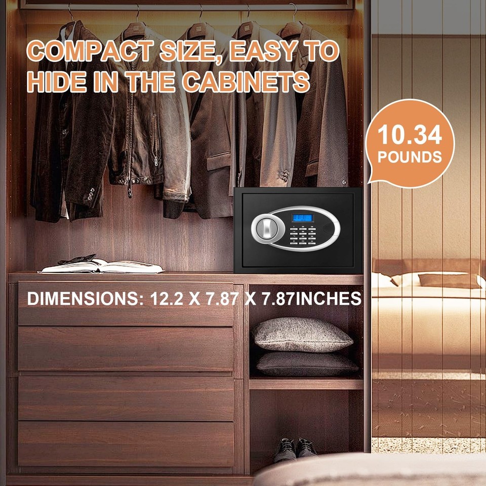 0.7 Cubic Small Safe Box Fireproof Waterproof, Digital Home Security ...