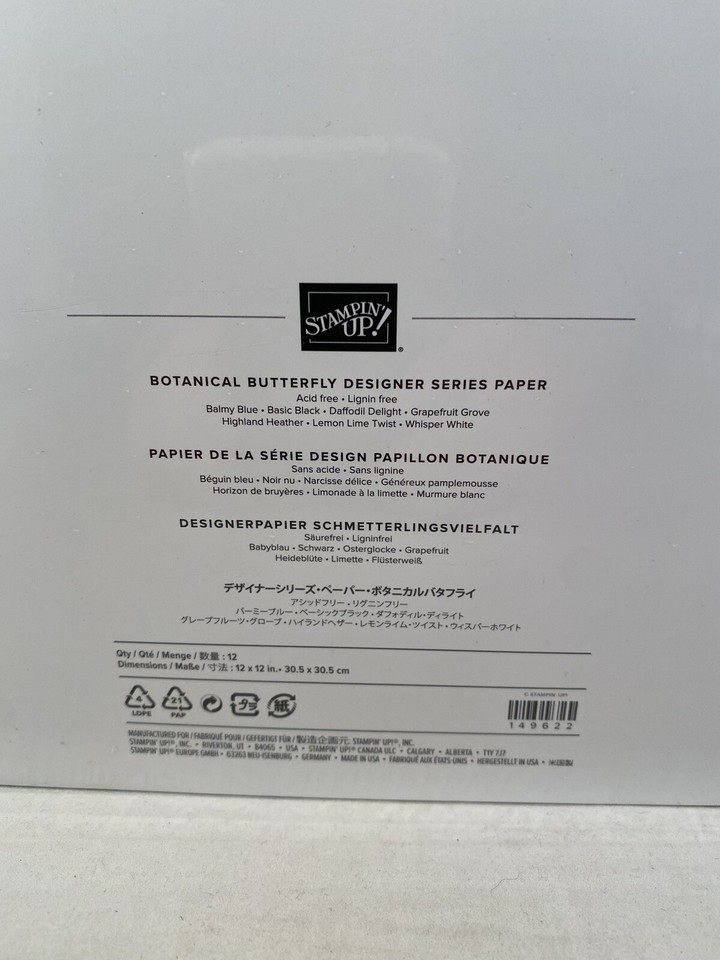 BOTANICAL BUTTERFLY Designer Series Paper DSP Stampin Up 12 X 12 S19 | eBay