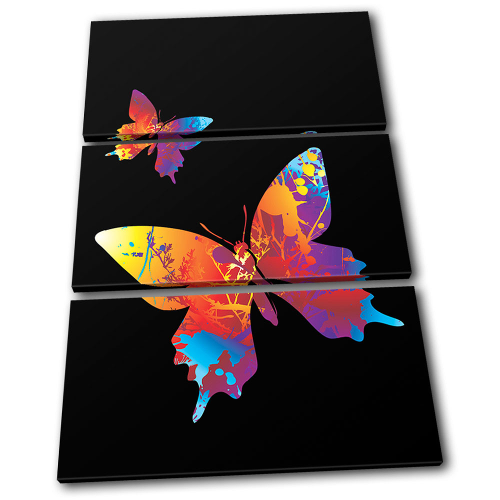 Butterfly Illustration TREBLE CANVAS WALL ART Picture Print VA | eBay