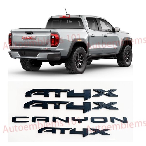 New 4PC Gloss Black Door Rear AT4X Canyon Emblem Badge 2023-2024 GMC ...