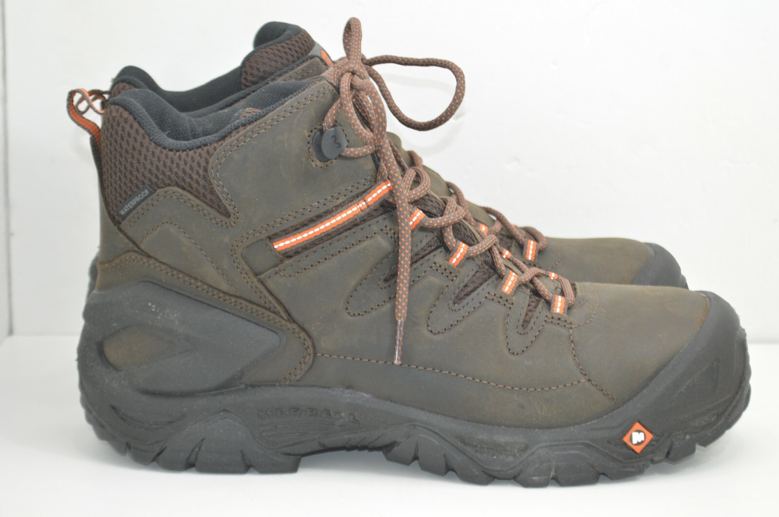 Man's Boots Merrell Work Strongfield Leather 6" Waterproof Composite ...