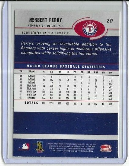2003 Donruss #217 Herbert Perry Texas Rangers | eBay