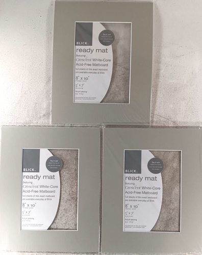 NEW Blick Ready Mat White Core Acid Free Matboard 8"x10" Frame Size Set ...