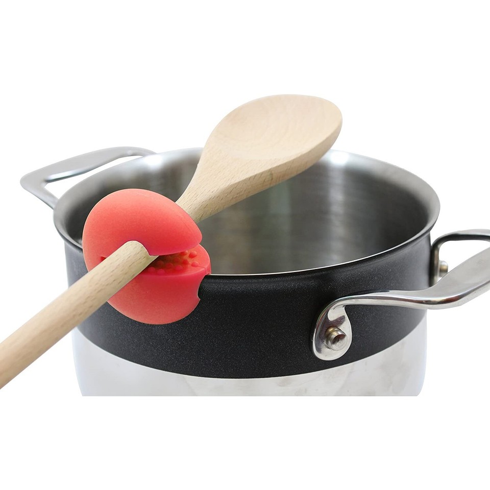 TableCraft 2pc Silicone Pot Spoon Clip / Utensil Holder Set - Red | eBay