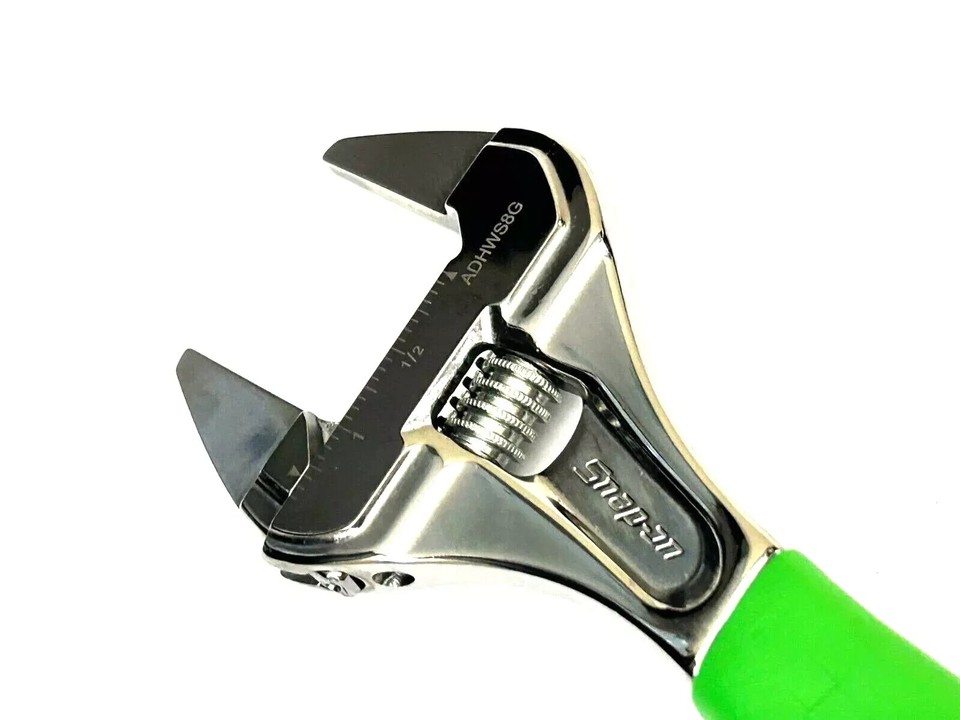 SNAP ON ADHWS8 G 8'' GREEN Slim Adjustable Wrench Smooth Jaw NEW TOOLS ...