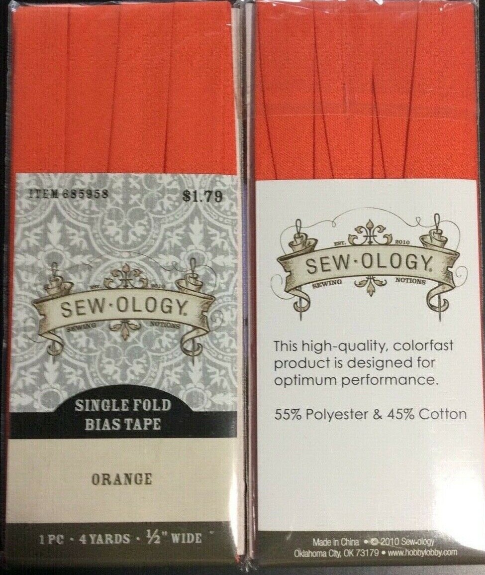 SEW-OLOGY SINGLE FOLD BIAS TAPE- 1/2"W--ORANGE-- 2 PACKS IN A SET | eBay