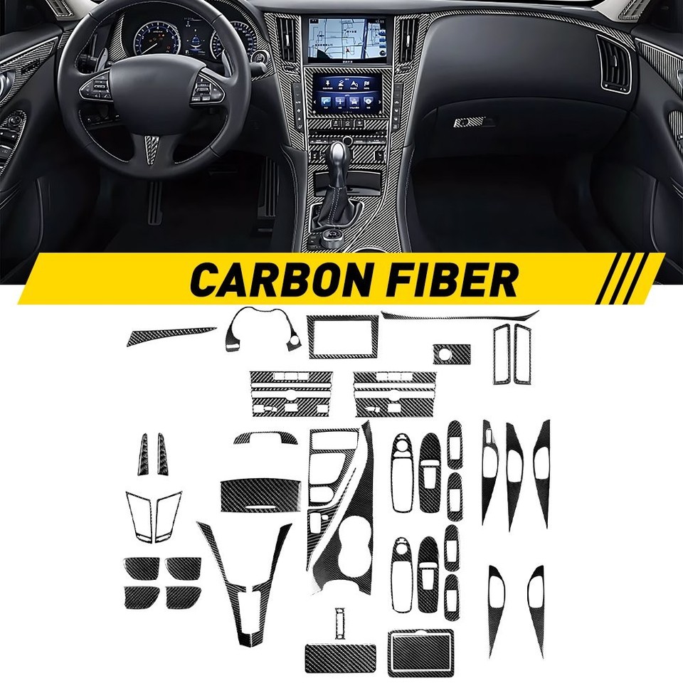 Fit Infiniti Q50 Q60 2014-2020 Carbon Fiber Style Interior Cover Trim ...