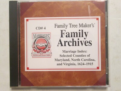 Family Tree Maker's Archives - Marriage Index Select Counties MD NC VA ...
