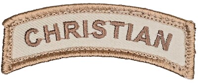 CHRISTIAN NAME TAG RELIGIOUS ROCKER ARC TAB HOOK DESERT TACTICAL MORALE ...