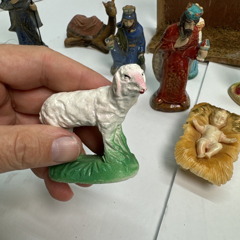 Lot of Vintage Nativity Set Chalkware Figures Christmas Baby Jesus ...