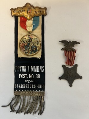 Antique GAR Grand Army Of The Republic Pins Ribbon Pinback Badge Medal ...