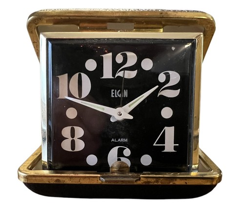 Vintage ELGIN Travel Alarm Clock Case Windup Japan READ | eBay