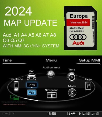 Audi 2024 MMI 3G+ HN+ Navigation Update Sat Nav Map SD Card A1/A4/A5/A6 ...