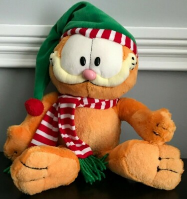 Garfield Ty Beanie Buddies Plush With Christmas Hat and Scarf 12 Inches ...