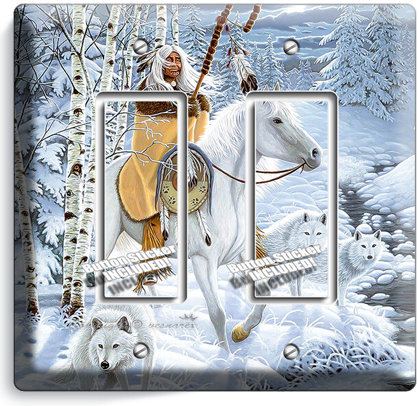 NATIVE AMERICAN INDIAN CHIEF WHITE HORSE WINTER LIGHT SWITCH OUTLET ...