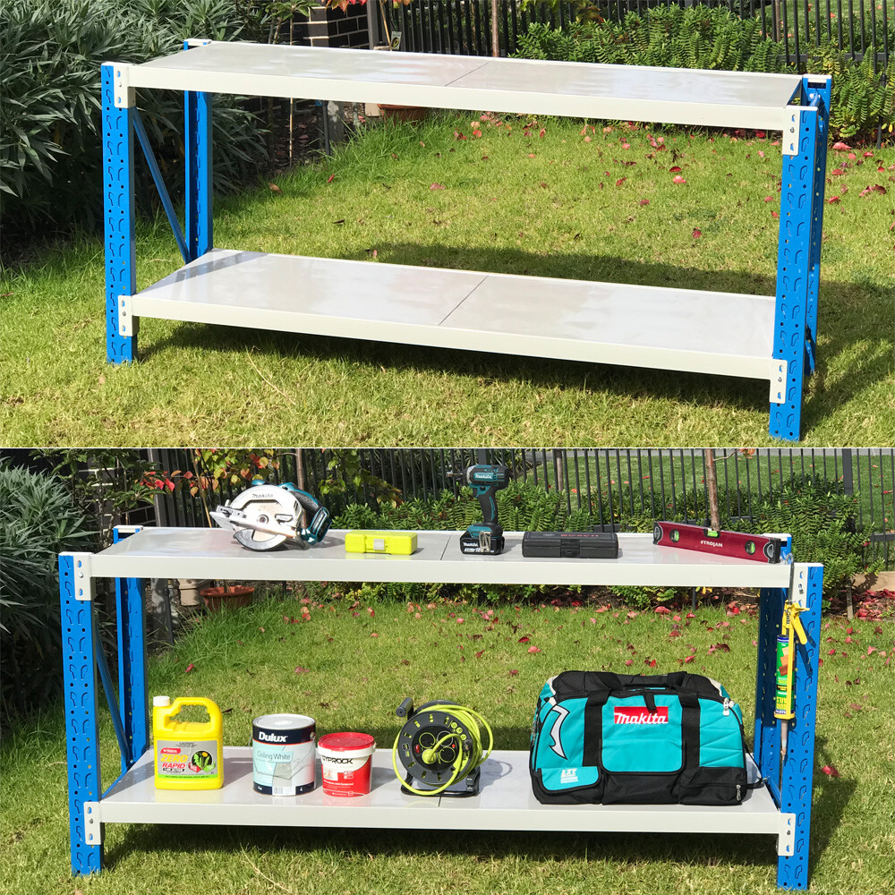 400kg Heavy Duty Warehouse Workbench Shelves Work Bench Garage Rack ...