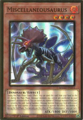 Yu-Gi-Oh Card - MAGO-EN015 - MISCELLANEOUSAURUS (premium gold rare holo ...