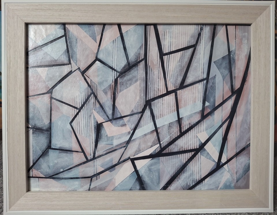 Original Mixed Media Painting / Collage on board Alex Benson Cubist ...