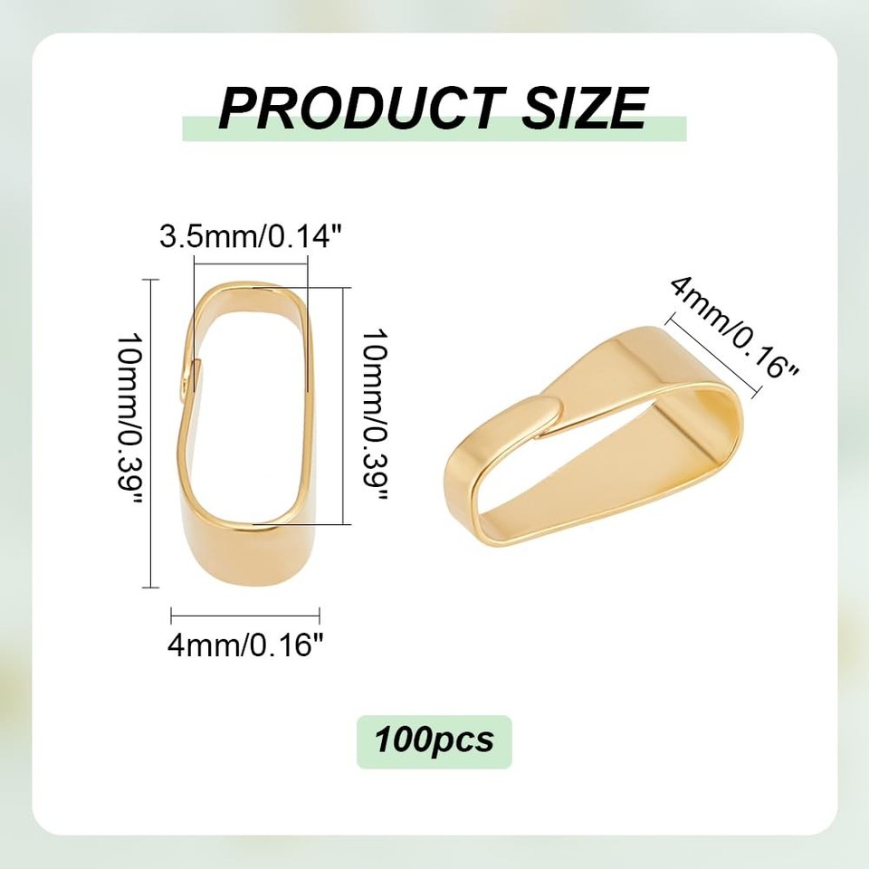 100pcs 18K Gold Plated Snap Bail Hook Pinch 10x4mm Brass Pendant Clasp ...
