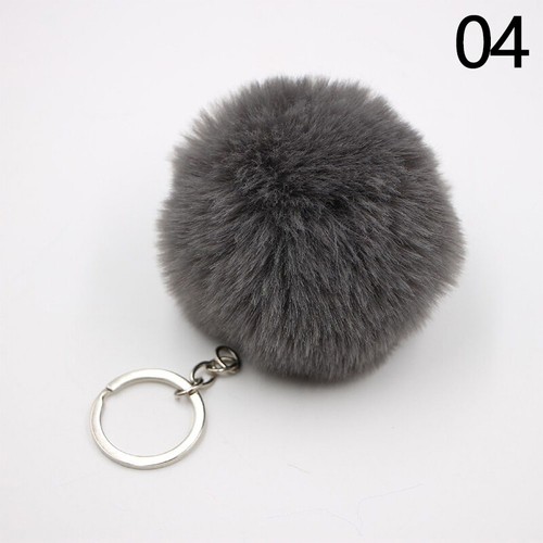 Soft Fur Fluffy Ball Keychain PomPom Key Chains Keyring Charms Handbag ...