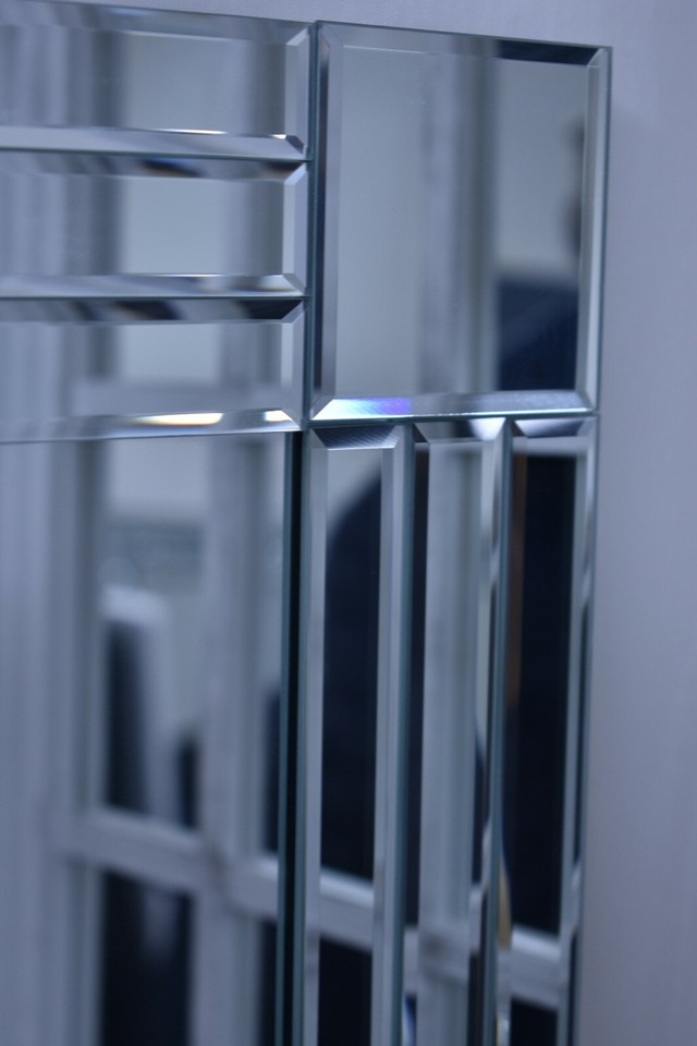 Large Wall mirror Bevelled Triple Edge mirror Strips corner block ...