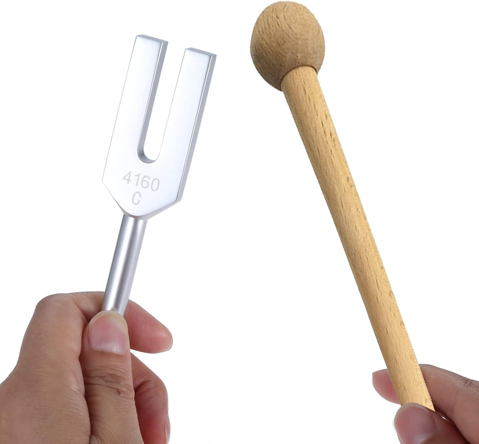 Angel Tuning Forks Set - 4096 Hz, 4160 Hz, 4225 Hz with Wooden Hammer ...