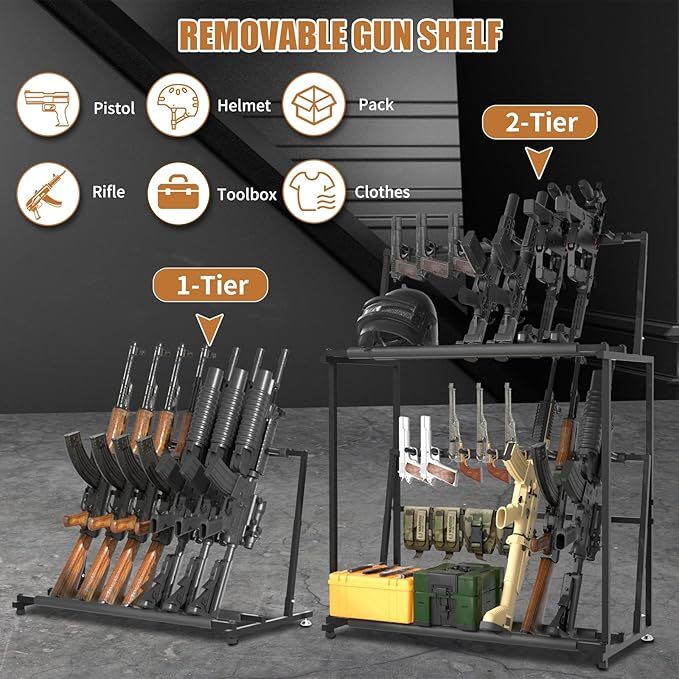 Rifle Shotgun Gun Rack Storage Folding 14 Gun Standing Floor Display ...