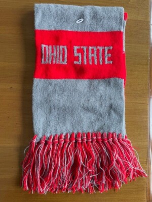 OHIO STATE Vintage scarf OSU Buckeyes red & gray stripes w/ fringe | eBay